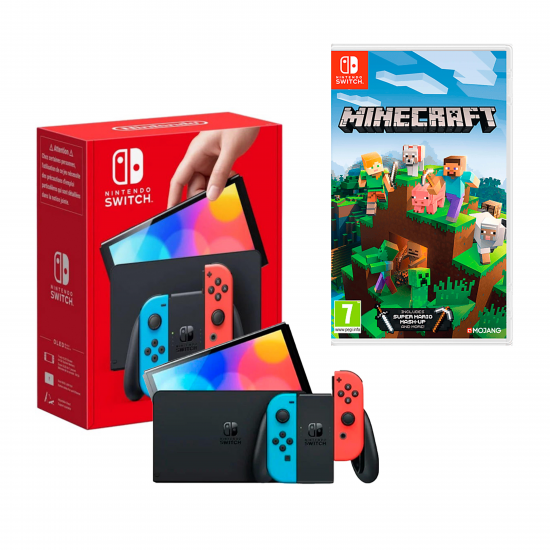 CONSOLA NINTENDO SWITCH OLED AZUL/ROJO + MINECRAFT [274969] - 346,35€