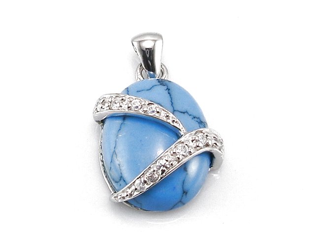 Pendientes turquesa bola y aro de Plata de ley 5 Mm.