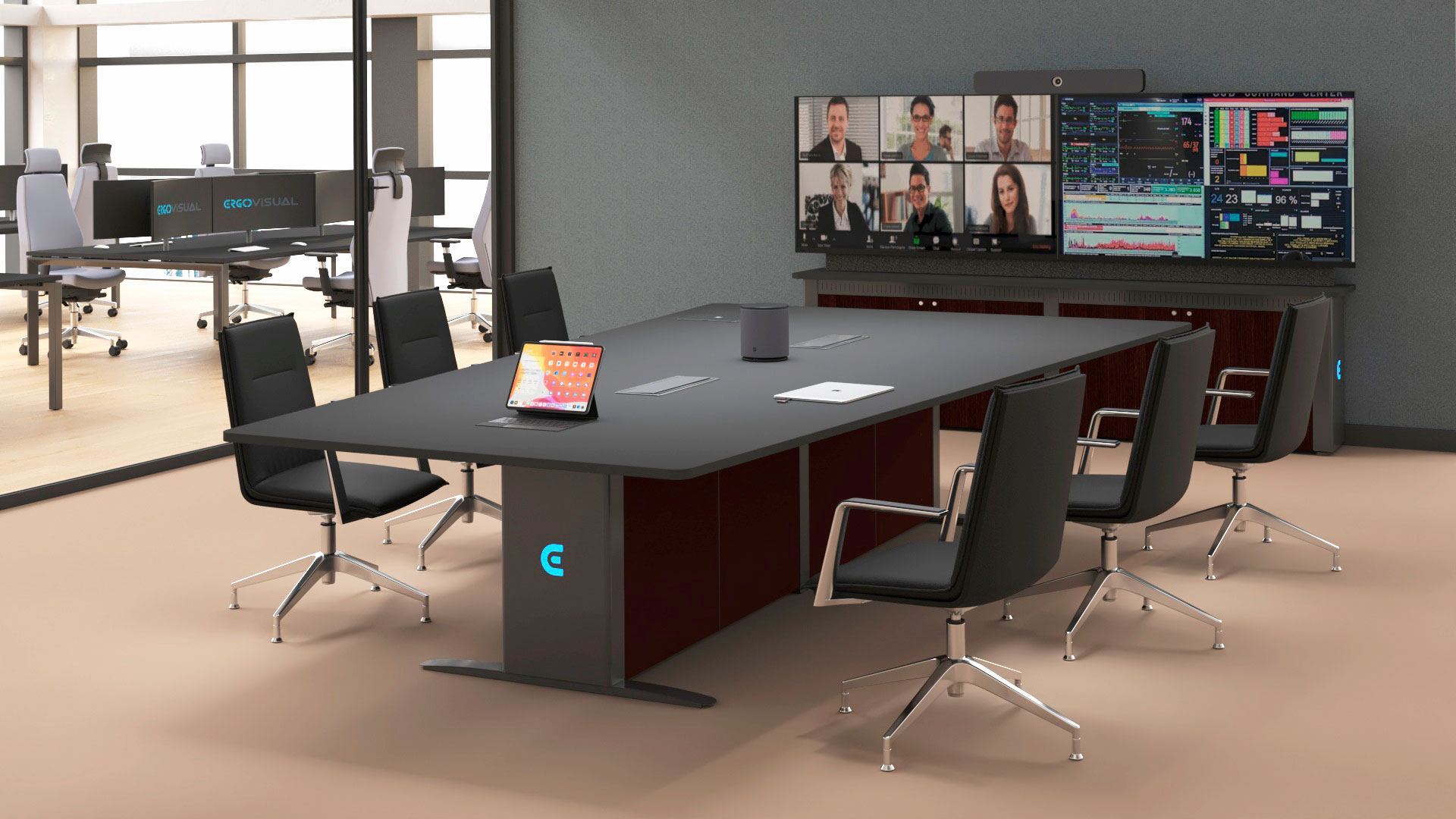 Teams Meeting Desk : Hybrid meeting room AV furniture - Ergovisual